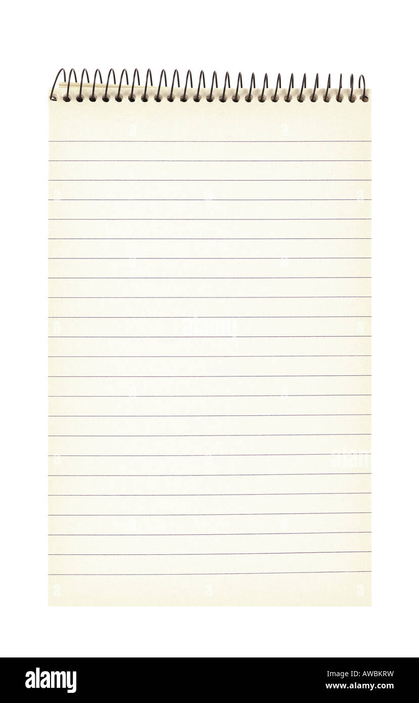 Spiral notepad sheet Cut Out Stock Images & Pictures - Alamy
