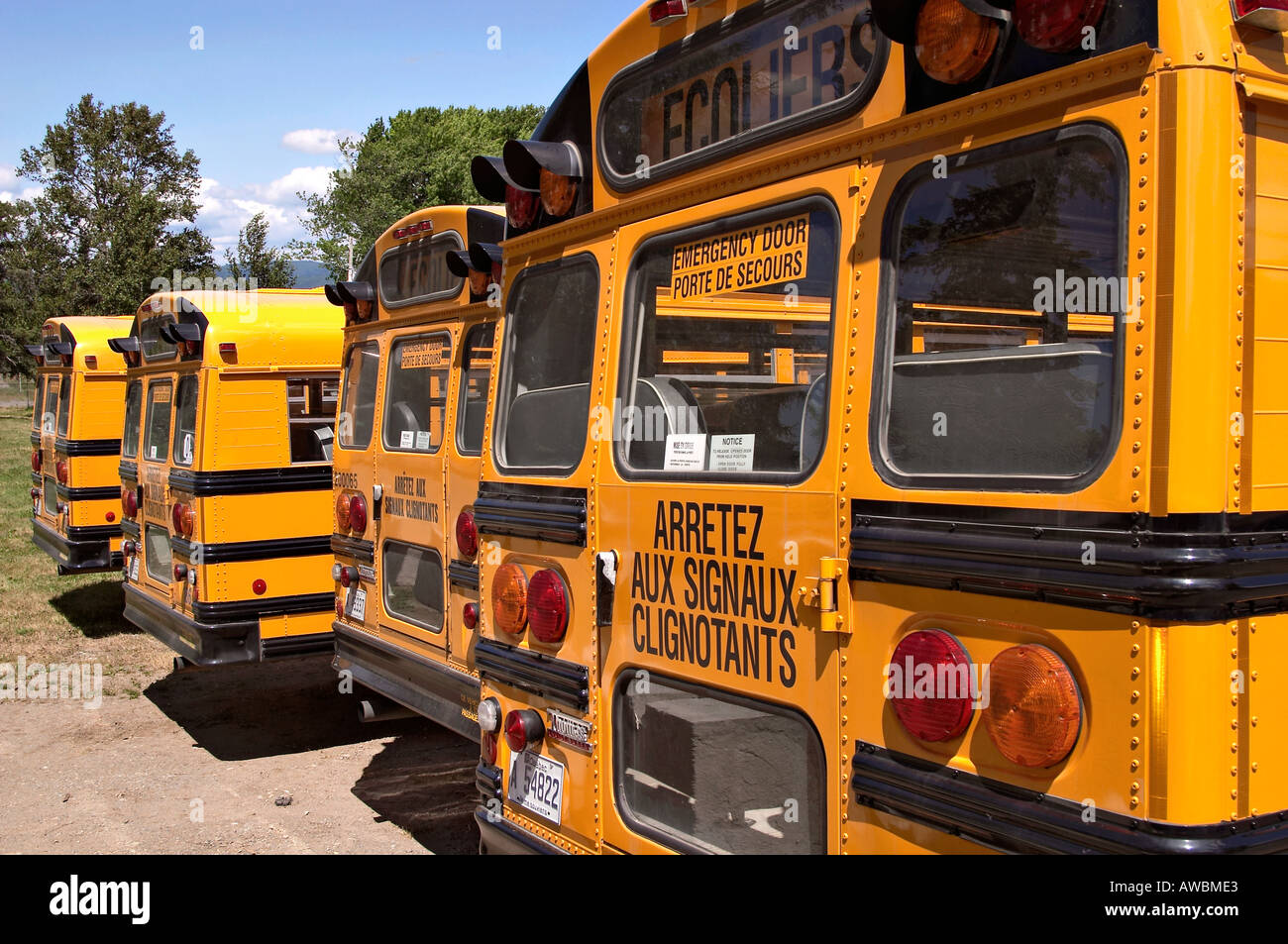 School bus stop at the parking lot Stock Photo - Alamy