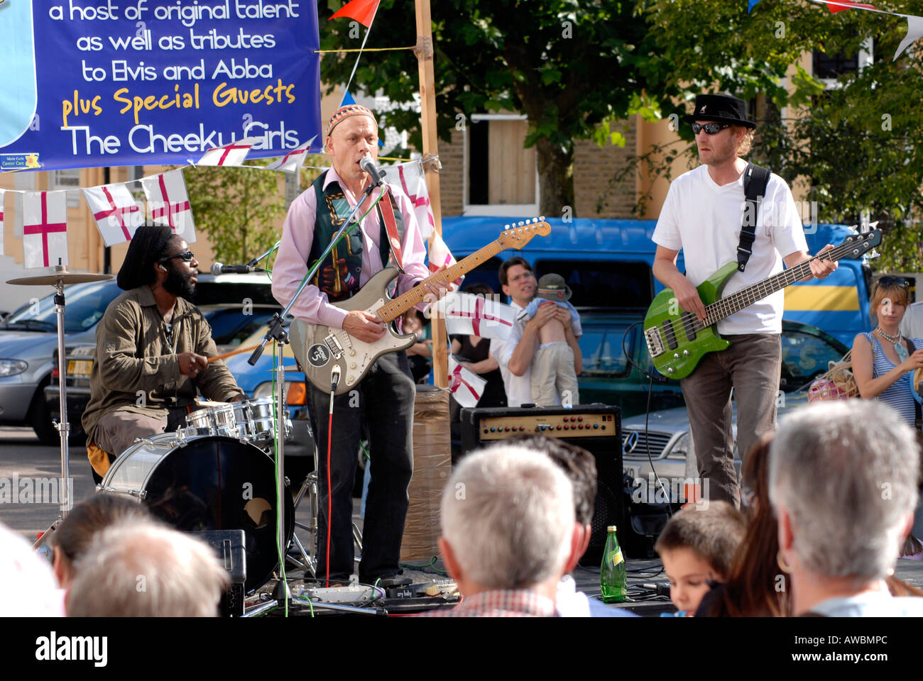 Musician Tim Hain and his band performing at the Belsize Park Festival ...