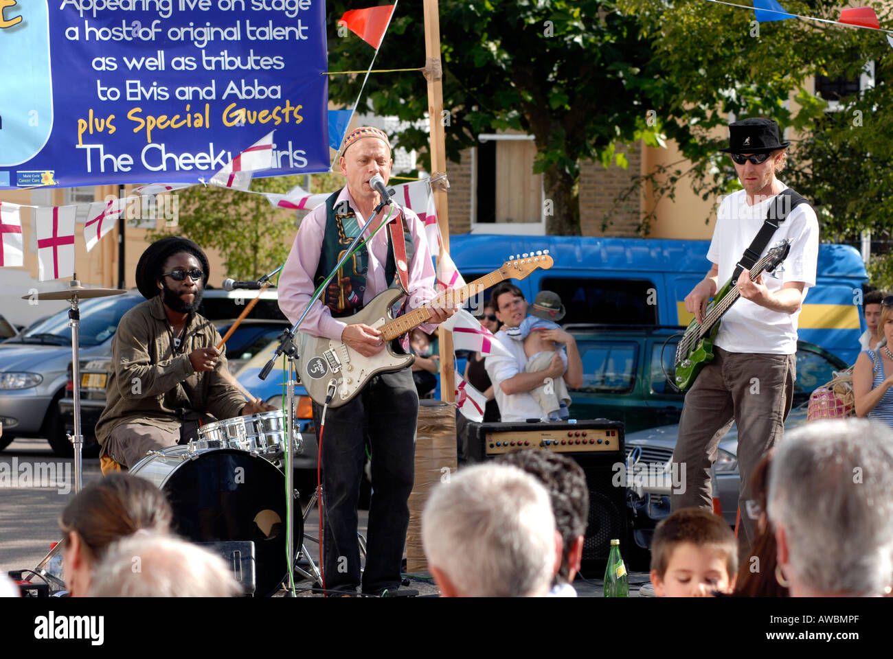 Musician Tim Hain and his band performing at the Belsize Park Festival ...