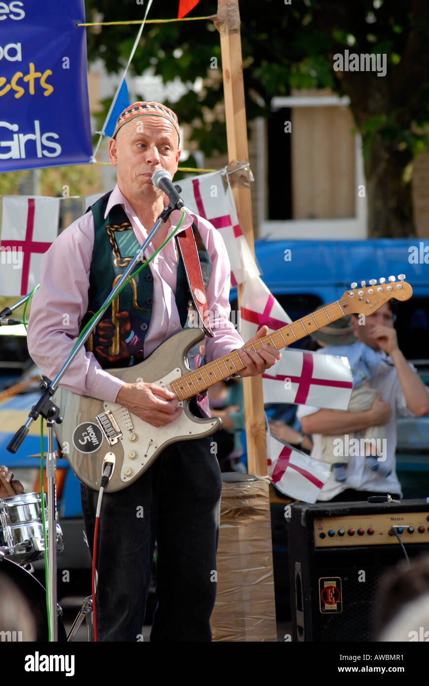 Musician Tim Hain and his band performing at the Belsize Park Festival ...