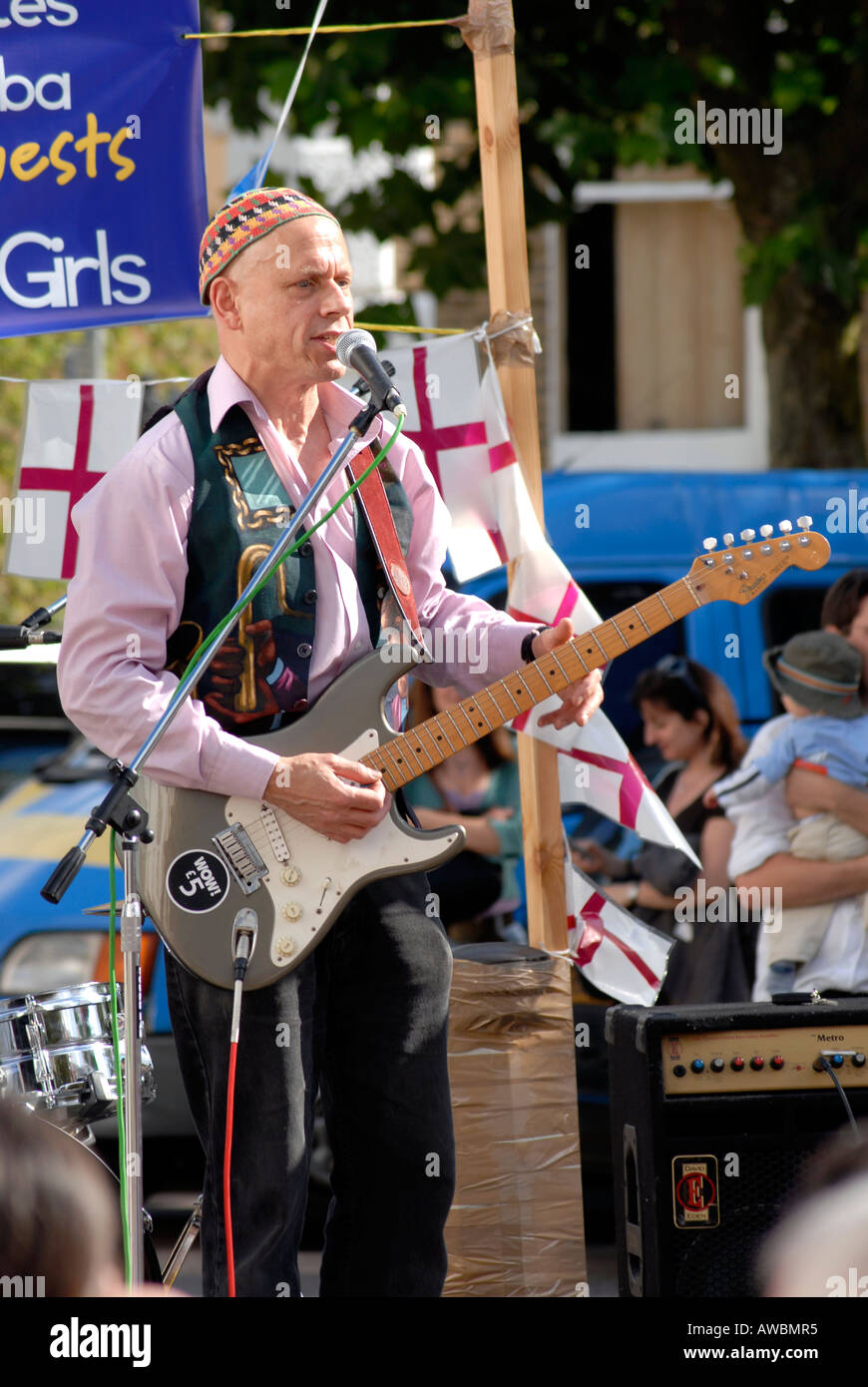 Musician Tim Hain and his band performing at the Belsize Park Festival ...