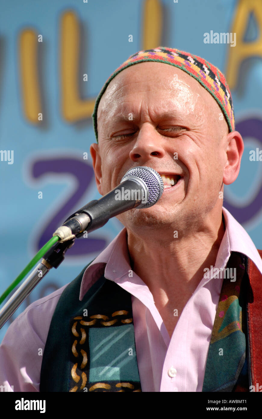Musician Tim Hain and his band performing at the Belsize Park Festival ...