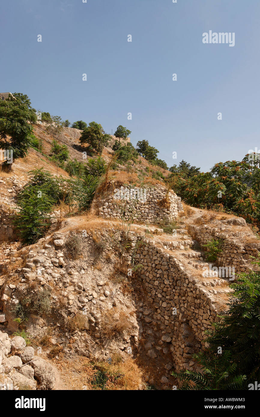 Jerusalem Israel The City of David stepped stone retaining walls in the ...