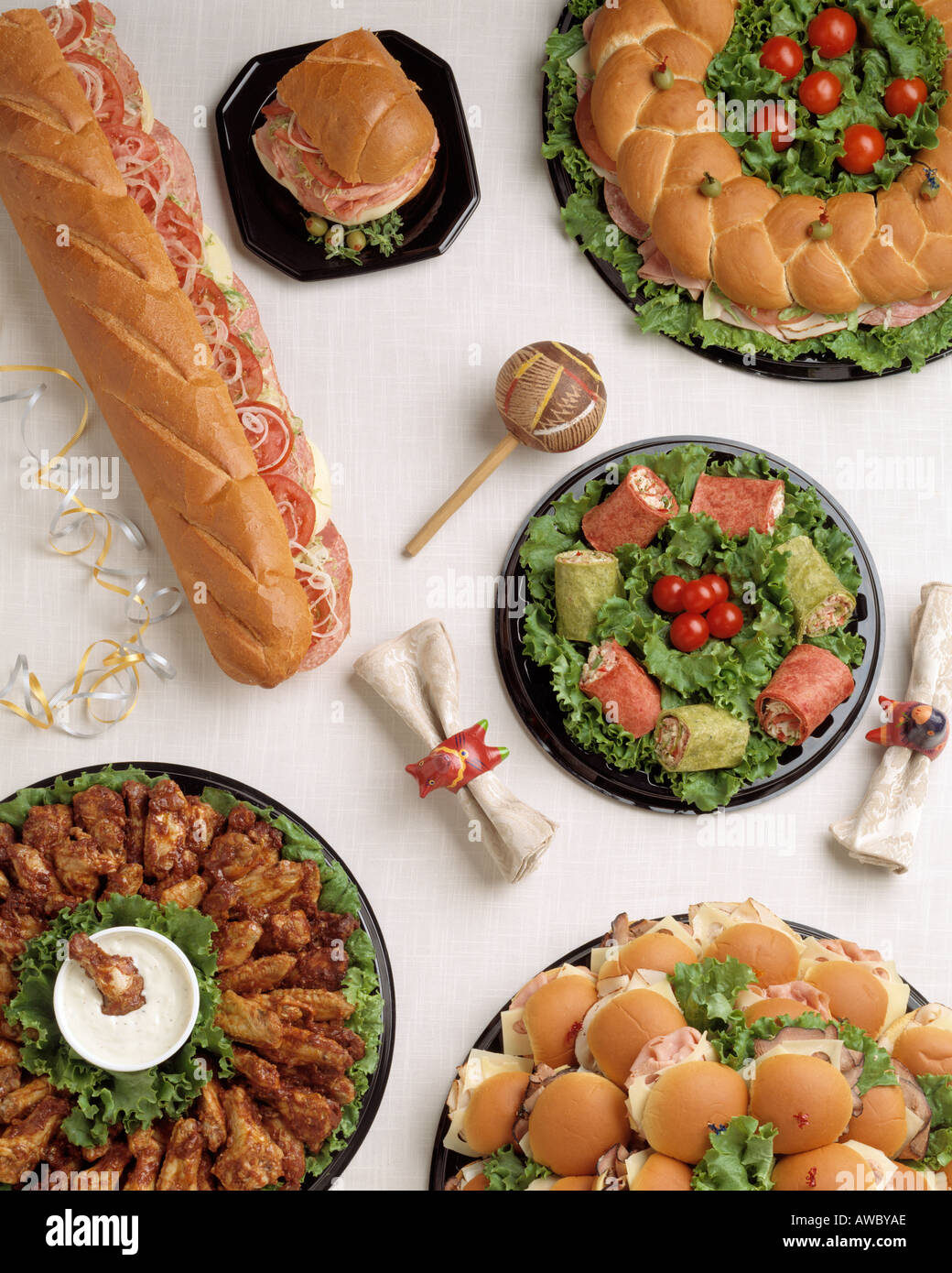 3 ft hoagie sub carousel sandwich tray tortilla wraps spicy buffalo ...