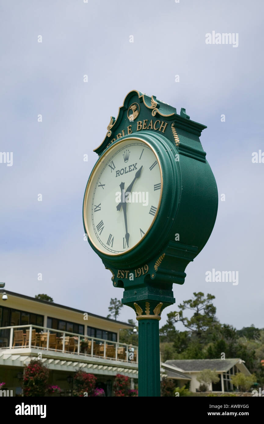 Clock at Practice green Carmel Pebble Beach, California, USA Stock ...