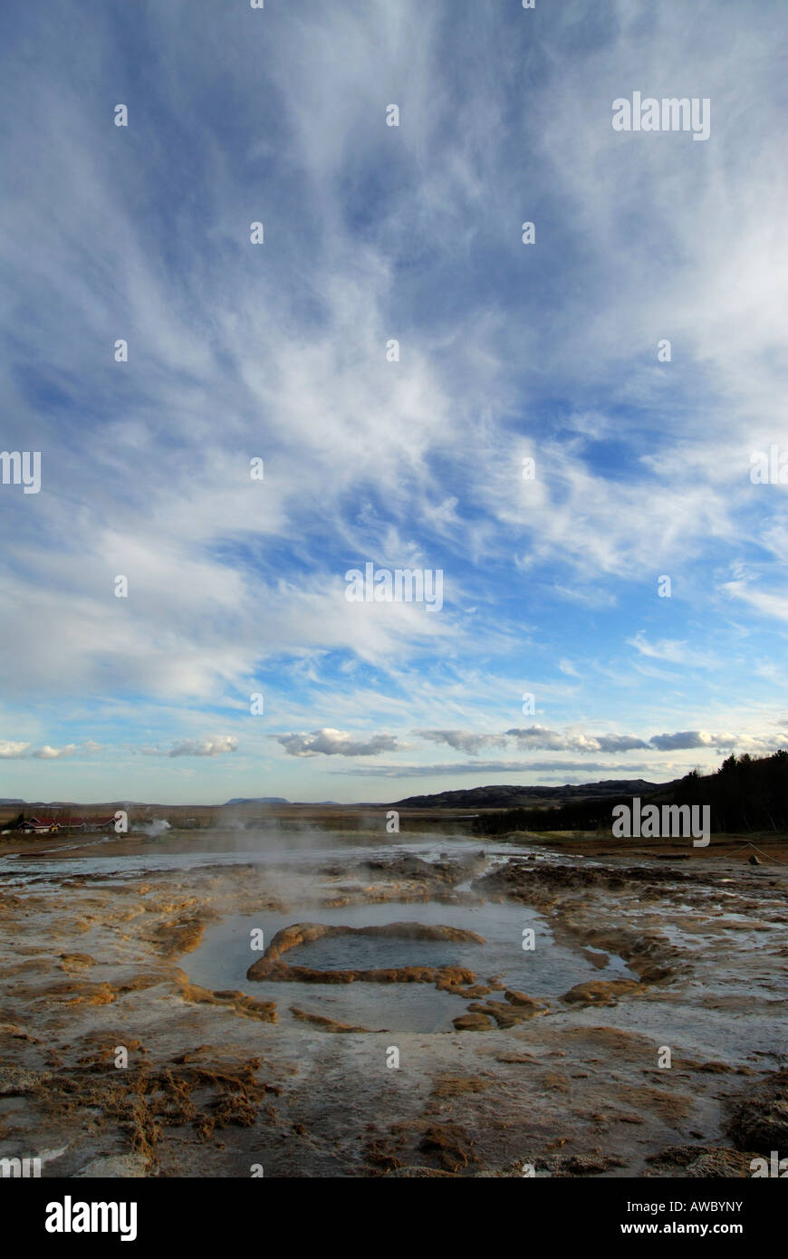 Strokkur geyser ready to spout hot water Iceland Stock Photo - Alamy