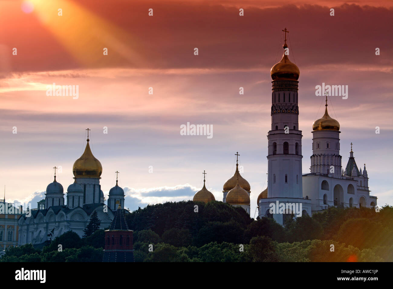 Russia, Moscow, The Kremlin, Ivan The Great Bell Tower, Sunset Stock ...