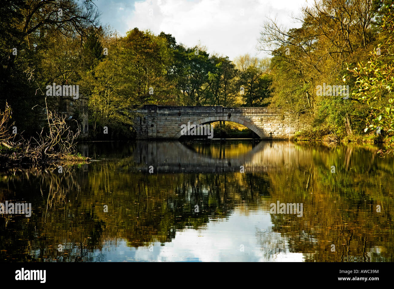 Bridge over a river, Peak District National Park, Derbyshire, England ...