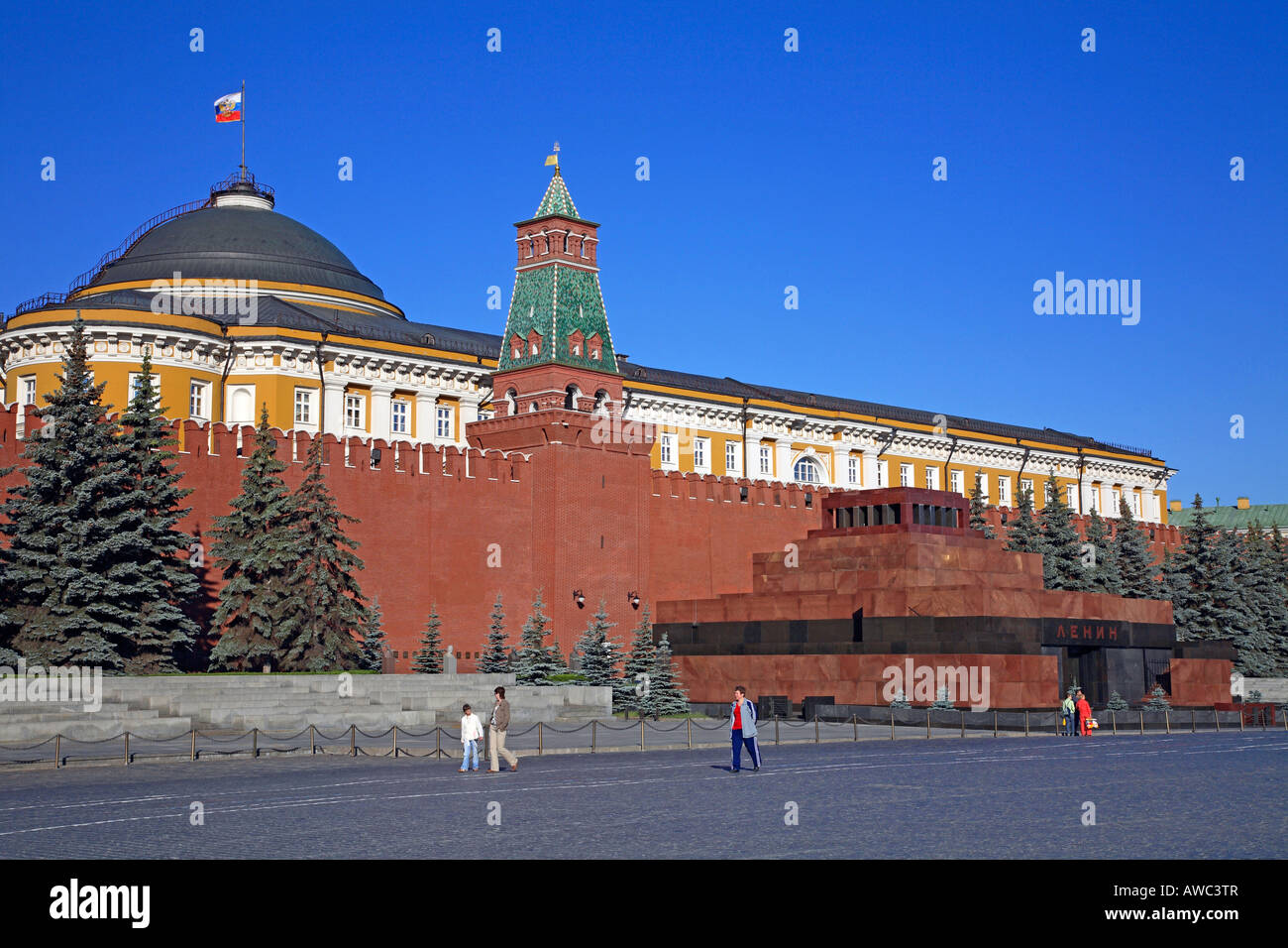 Russia, Moscow, Red Square, The Kremlin, Lenin Mausoleum Stock Photo ...