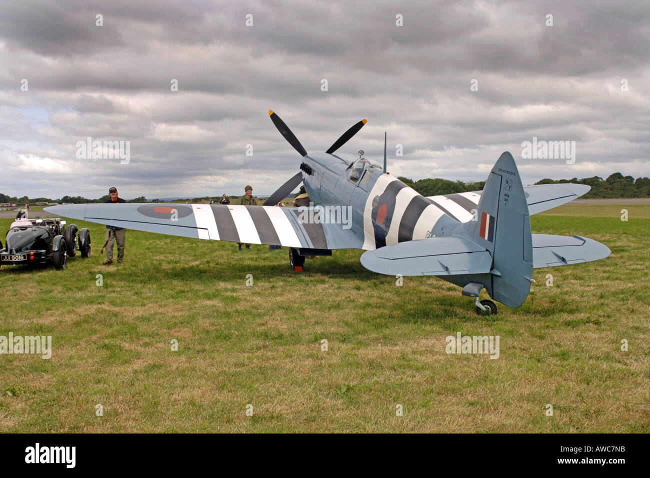 WWII Spitfire Photo recon Mark 11 in D Day Markings on display at an ...