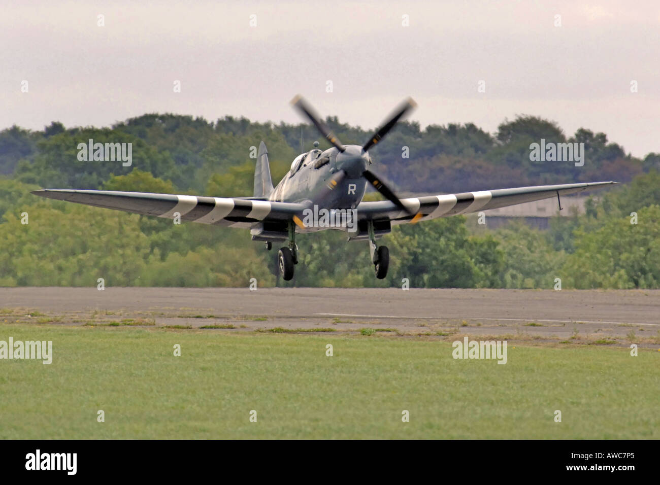 WWII Spitfire Photo recon Mark 11 in D Day Markings on display at an ...
