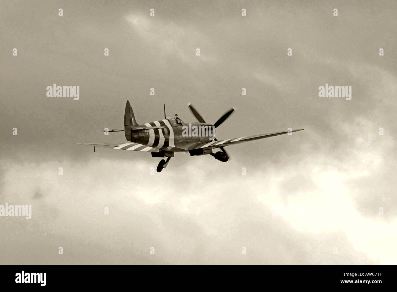 WWII Spitfire Photo recon Mark 11 in D Day Markings on display at an ...