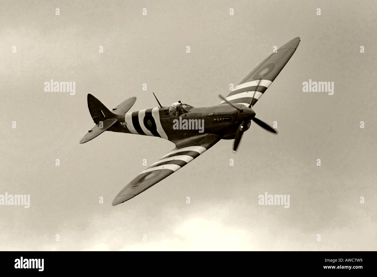 WWII Spitfire Photo recon Mark 11 in D Day Markings on display at an ...