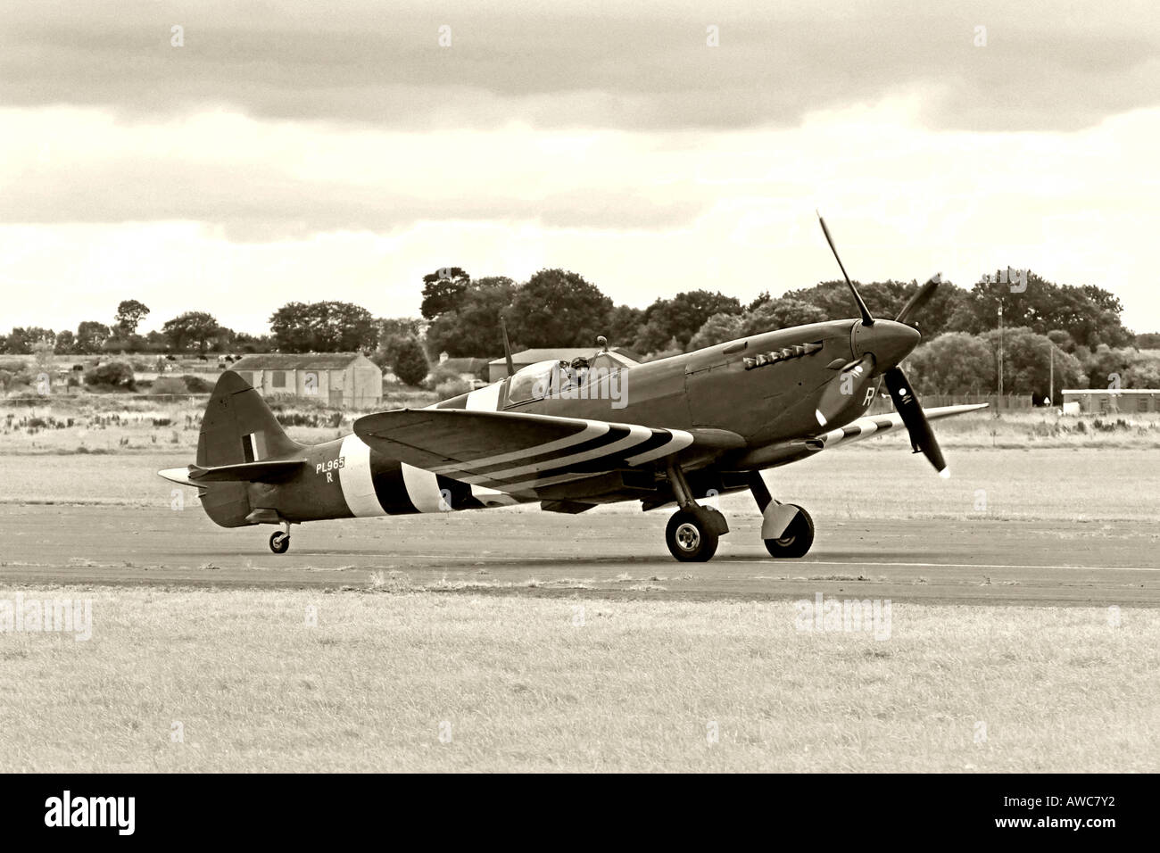WWII Spitfire Photo recon Mark 11 in D Day Markings on display at an ...