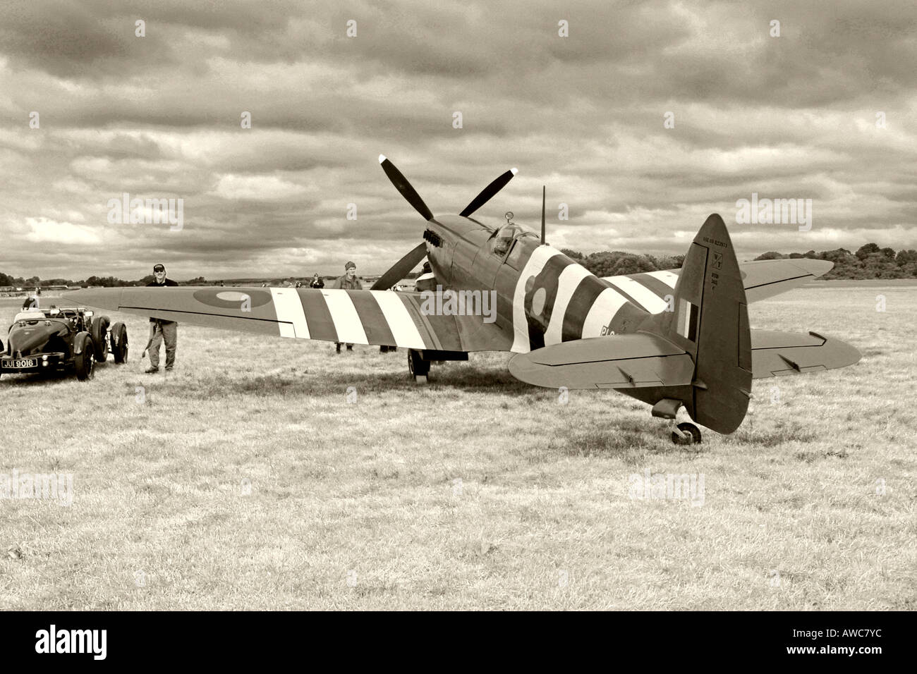 WWII Spitfire Photo recon Mark 11 in D Day Markings on display at an ...