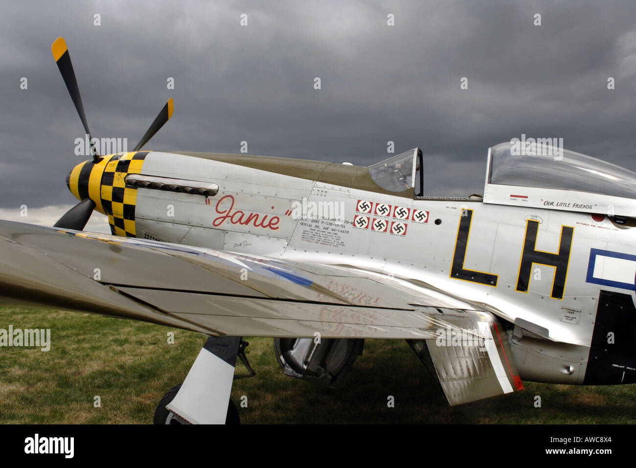 WWII P 51 Mustang Fighter Plane on display at an Airshow Stock Photo ...