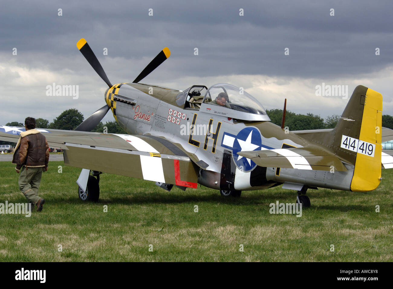 WWII P 51 Mustang Fighter Plane on display at an Airshow Stock Photo ...