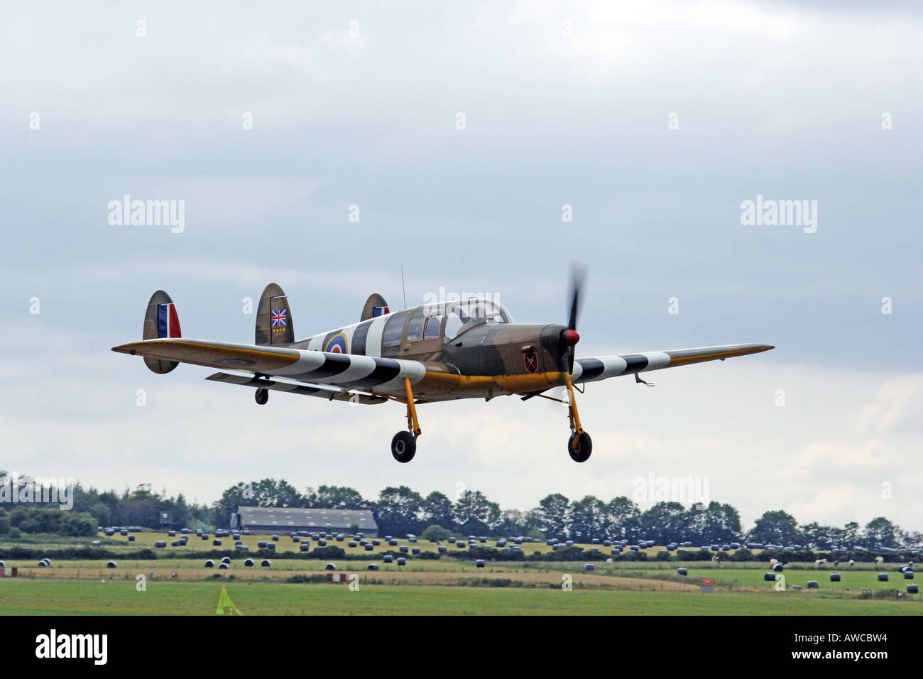 British Army WW2 Scout plane the Auster AOP triple tail Stock Photo - Alamy