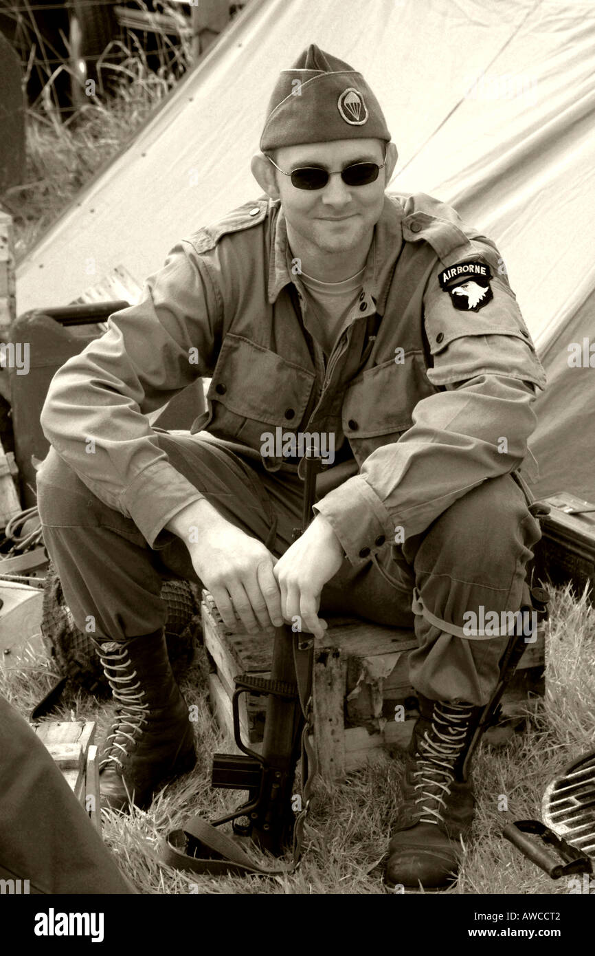 WW2 USArmy Reenactment group dressed in ETO equipment Stock Photo - Alamy