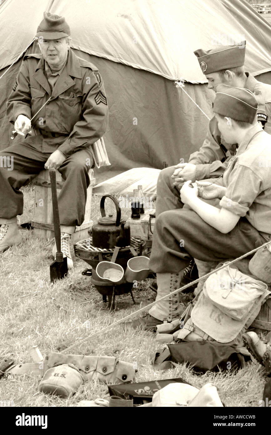 WW2 USArmy Reenactment group dressed in ETO equipment Stock Photo - Alamy