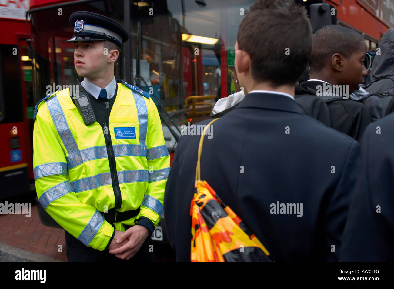Community police officers on bus hi-res stock photography and images ...