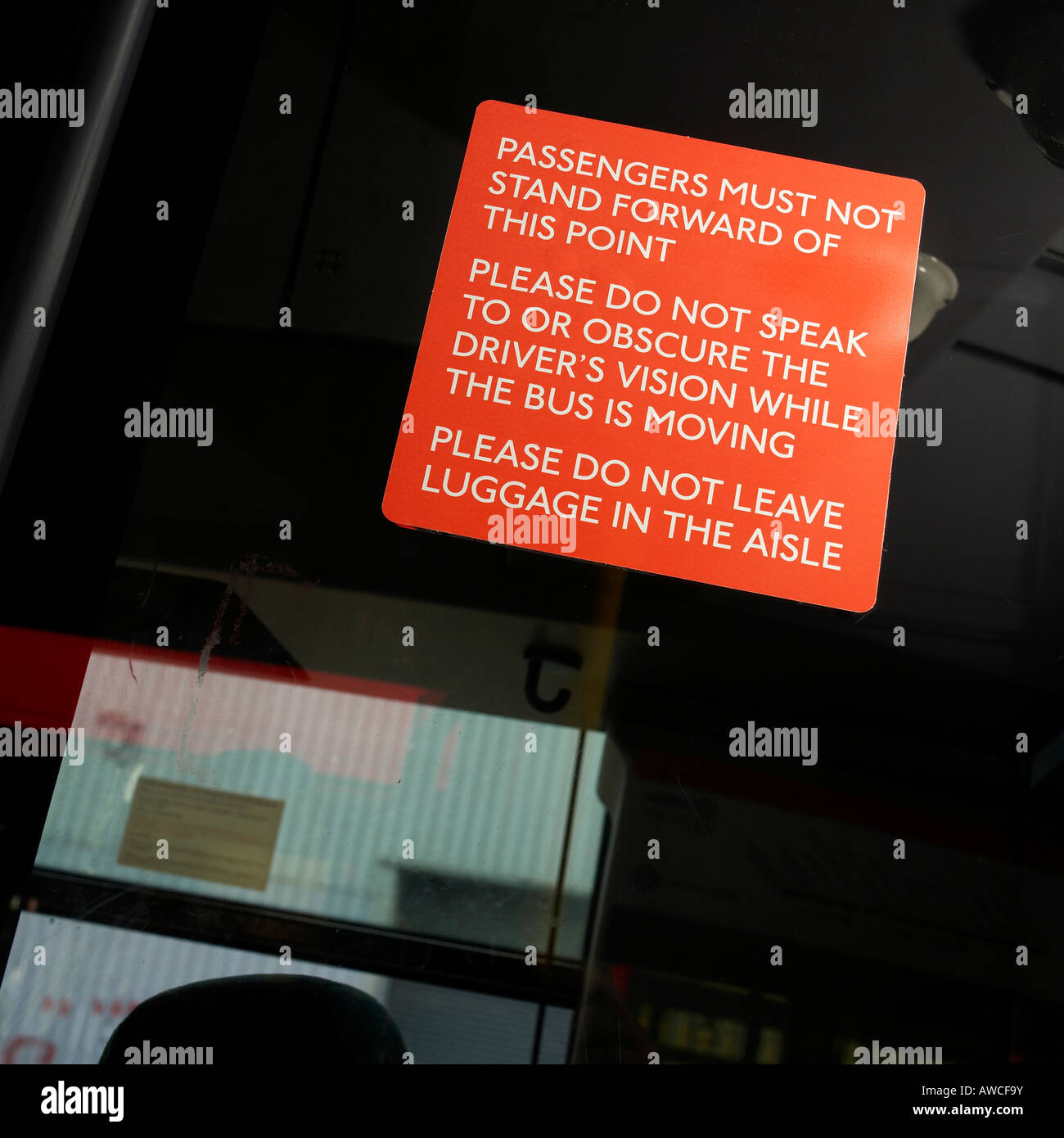 Signage for passenger on board Arriva buses in Lee Valley London Stock ...