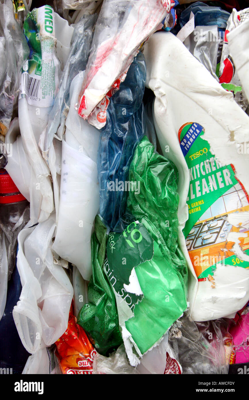 "Plastic bottles bailed for re-cyclinng Stock Photo - Alamy