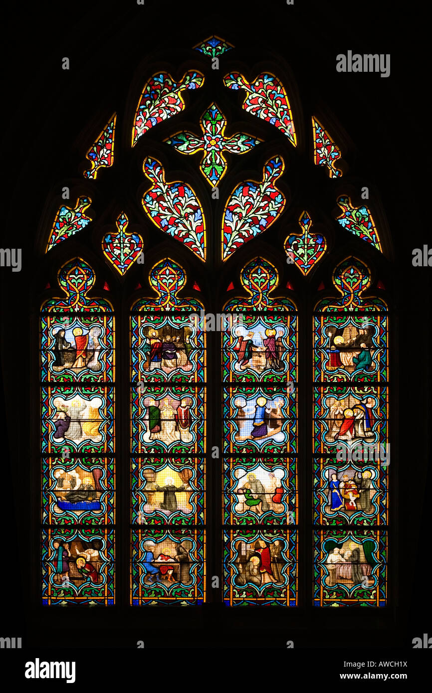 Stained glass window Quimper cathedral Brittany France Stock Photo - Alamy