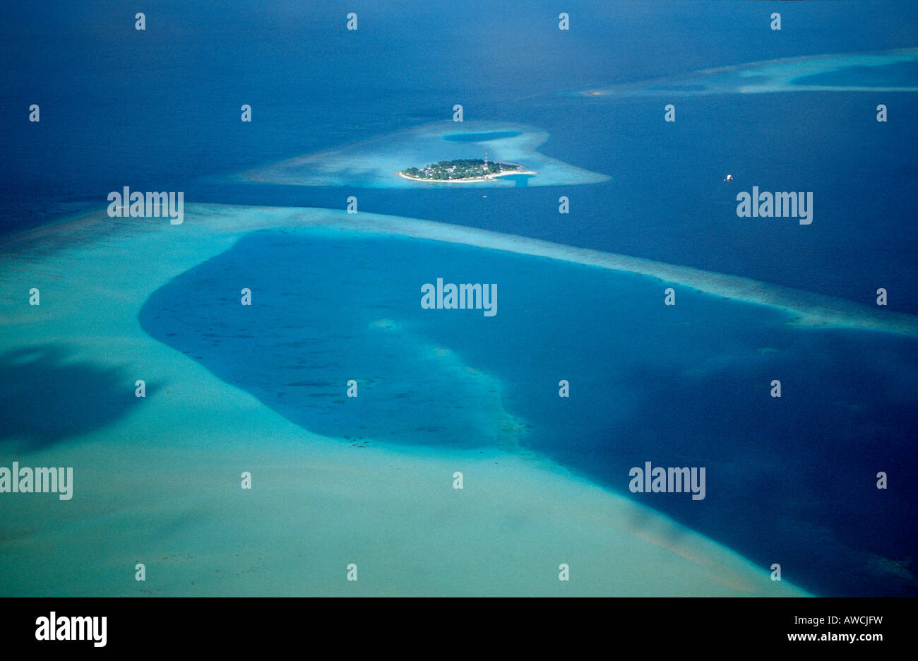 Aerial View of Maldives Island Maldives Indian Ocean Meemu Atoll Stock ...