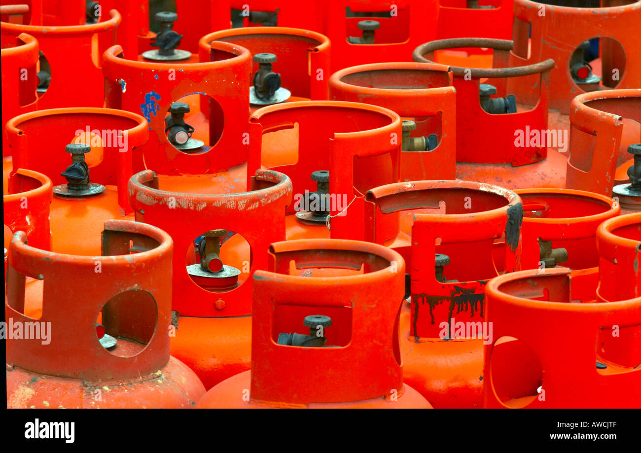 Top of gas cyclinders Stock Photo - Alamy