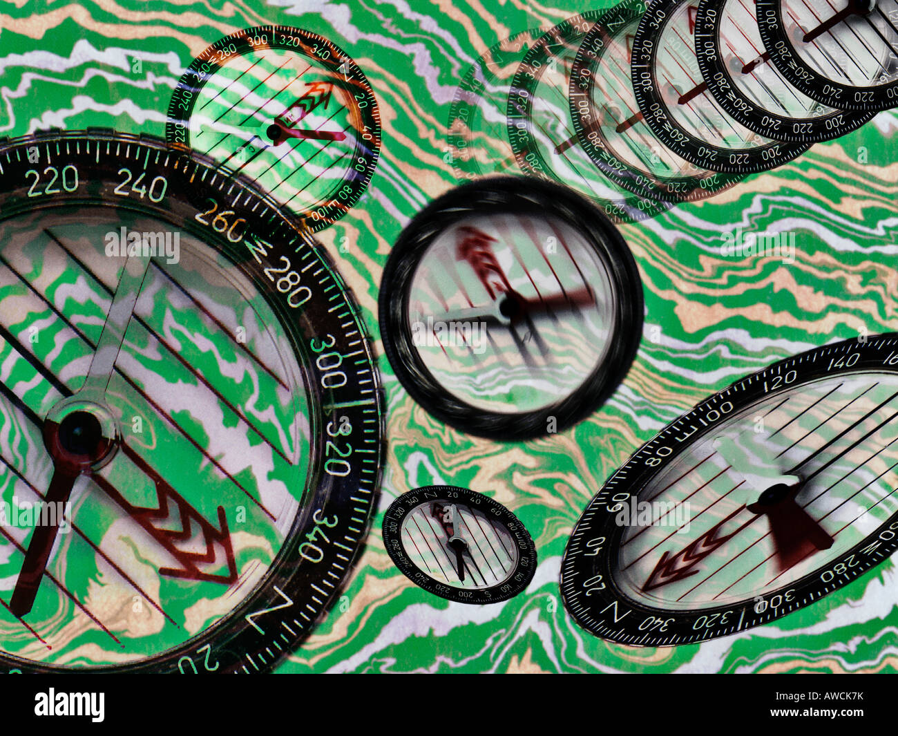 Compasses showing different directions Stock Photo - Alamy
