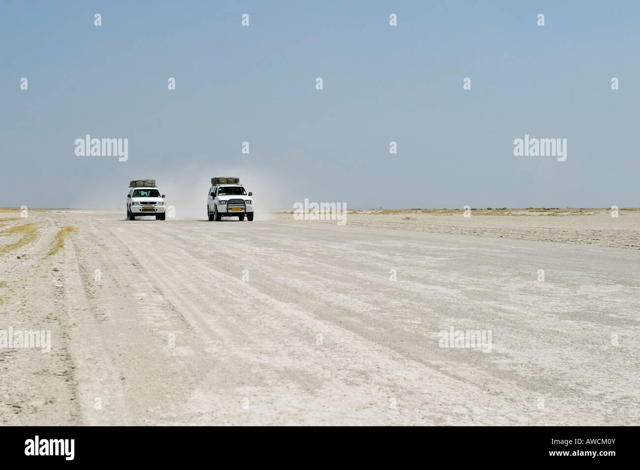 Offroad tour over a big salt pan, Sowa Pan, Makgadikgadi pans, Botswana ...