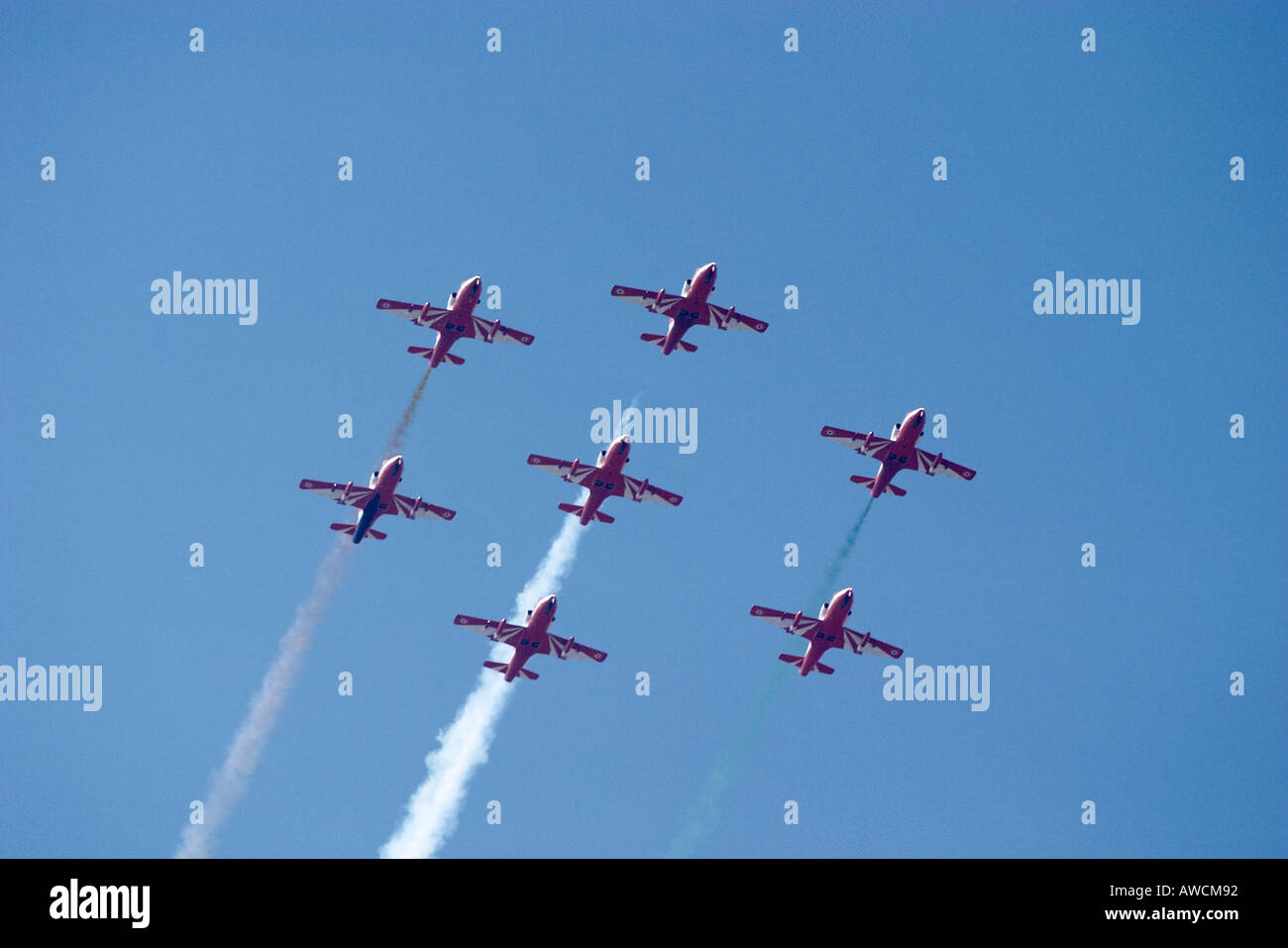 Seven aircrafts Aerobatics display by the Indian Air Force Surya kiran ...