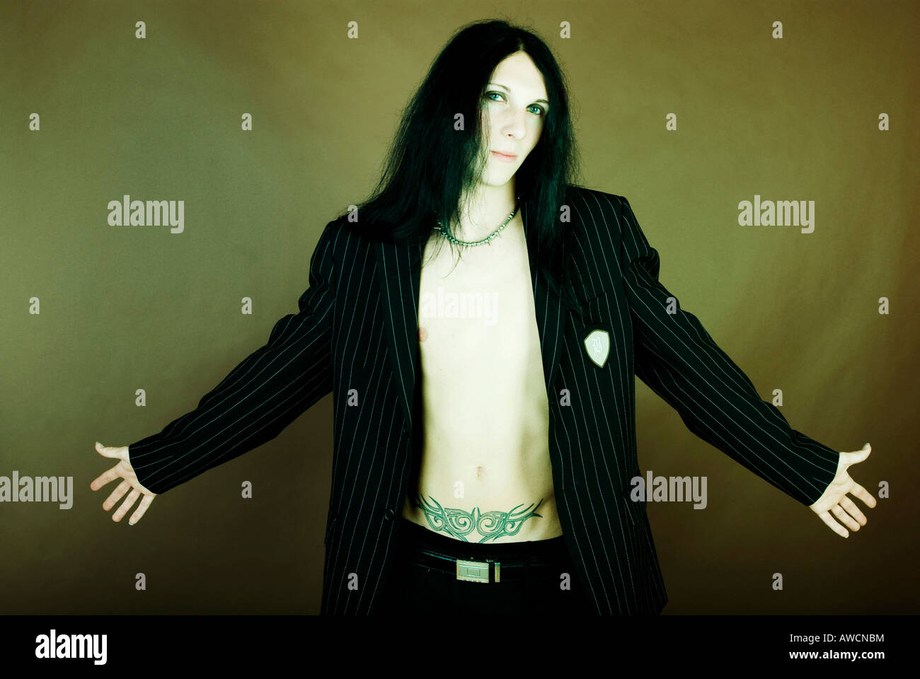 Goth-style: young, dark-haired man Stock Photo - Alamy