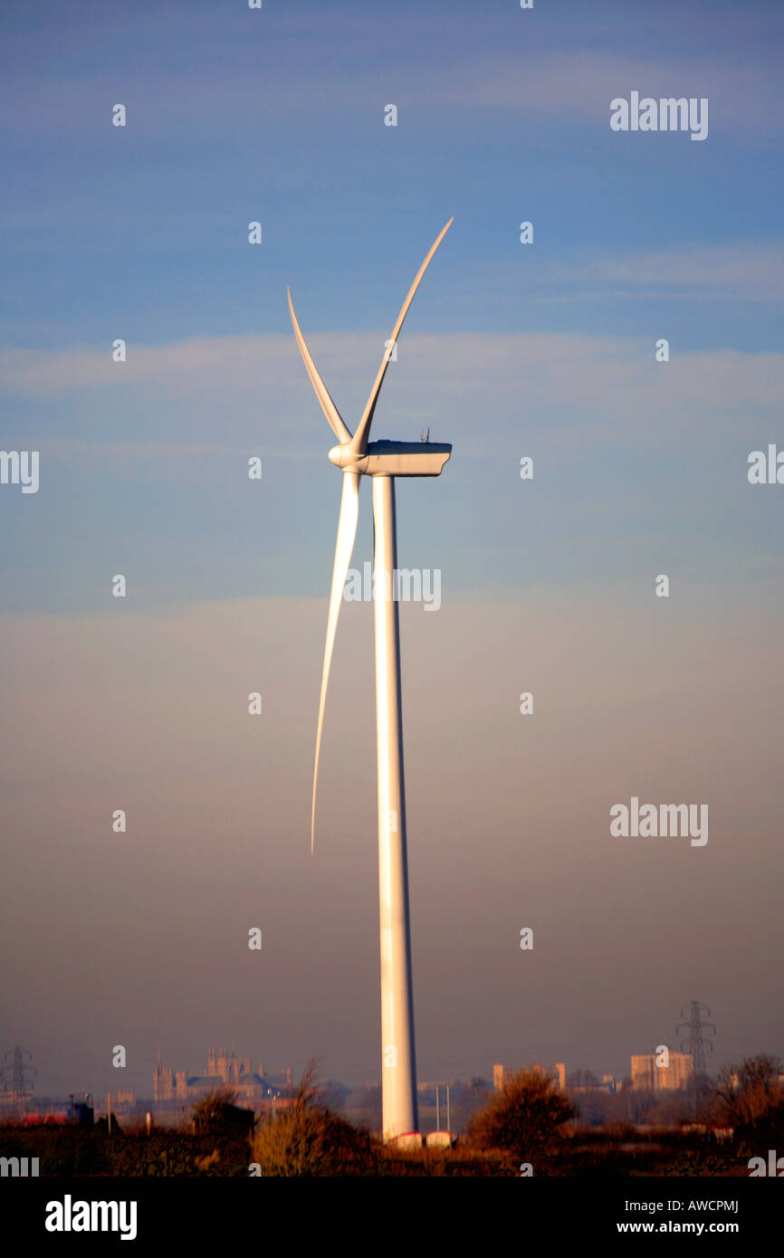Wind Turbine in Blue Polarised Sky showing Green Energy Cambridgeshire ...