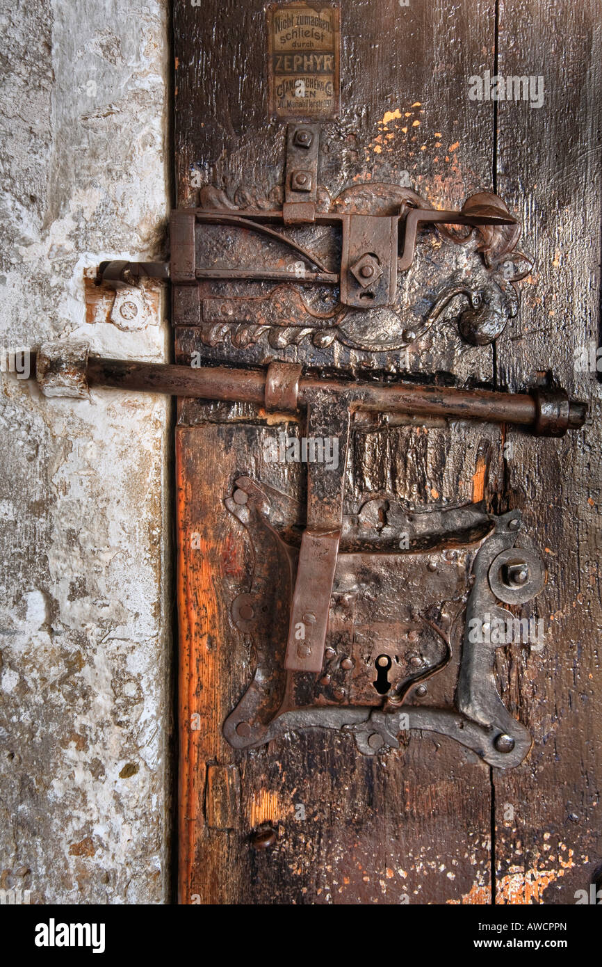 Old wooden door, lock and bolt Stock Photo - Alamy
