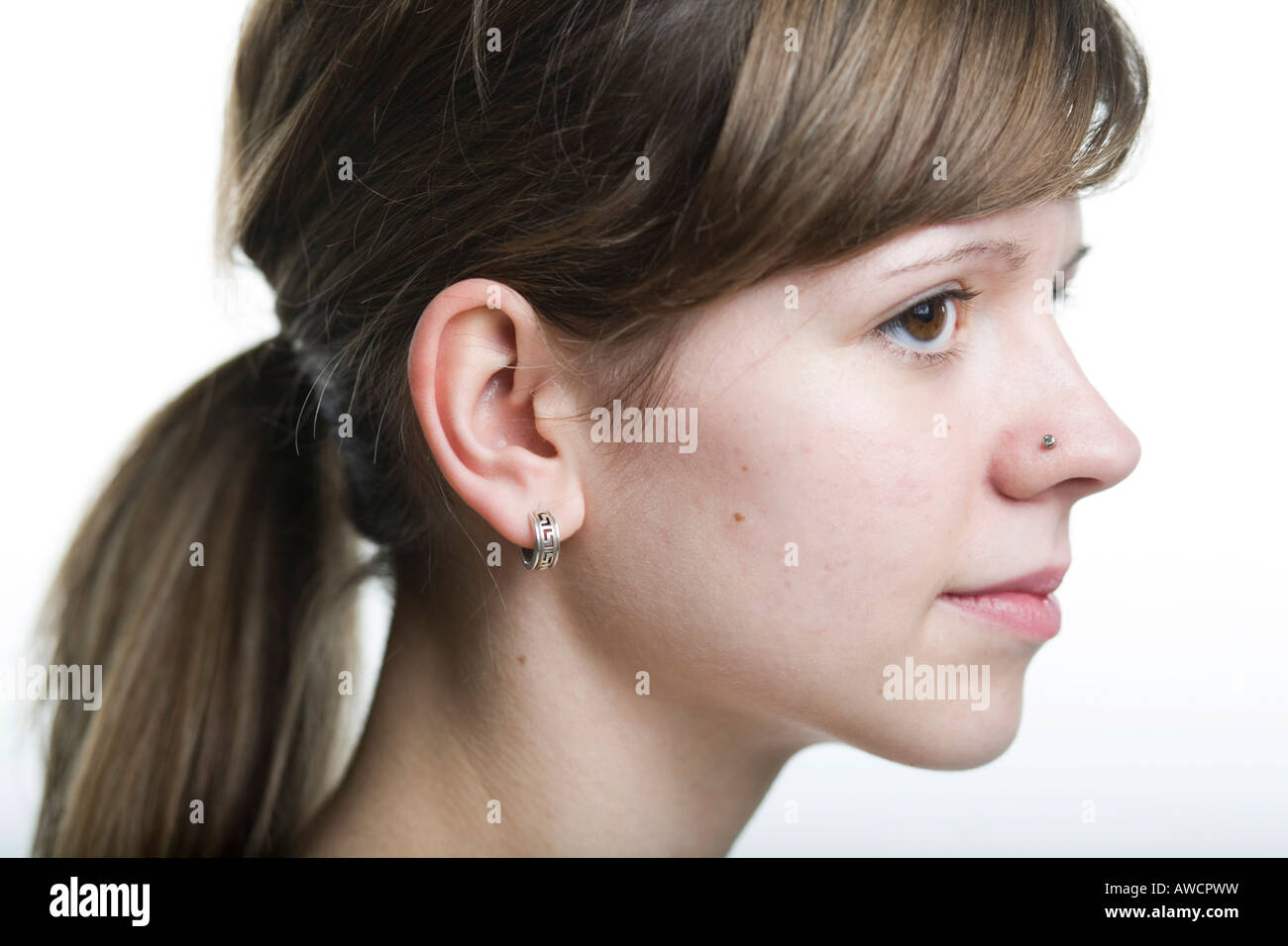 Ponytail female profile head shot hi-res stock photography and images ...