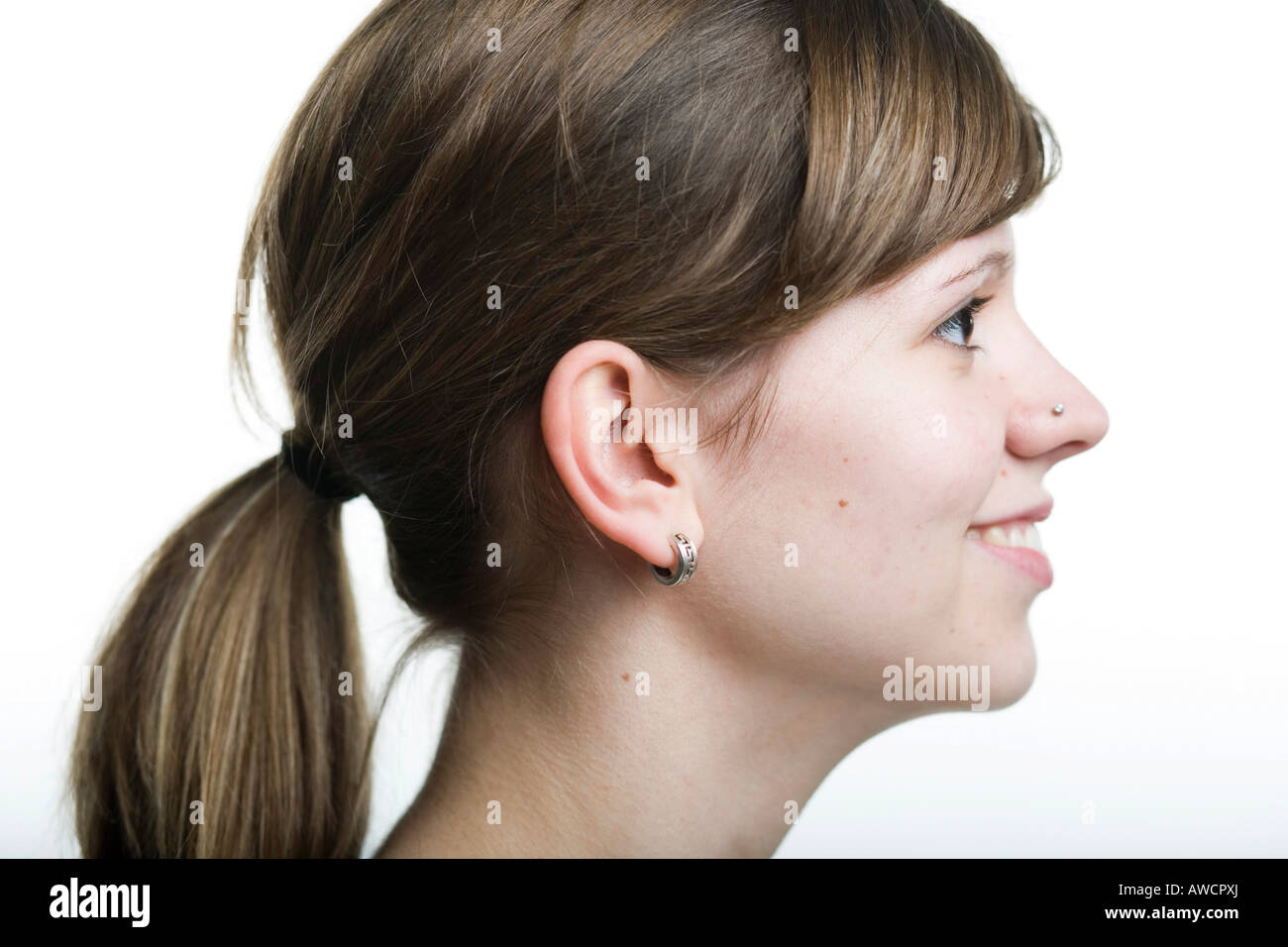 Ponytail female profile head shot hi-res stock photography and images ...