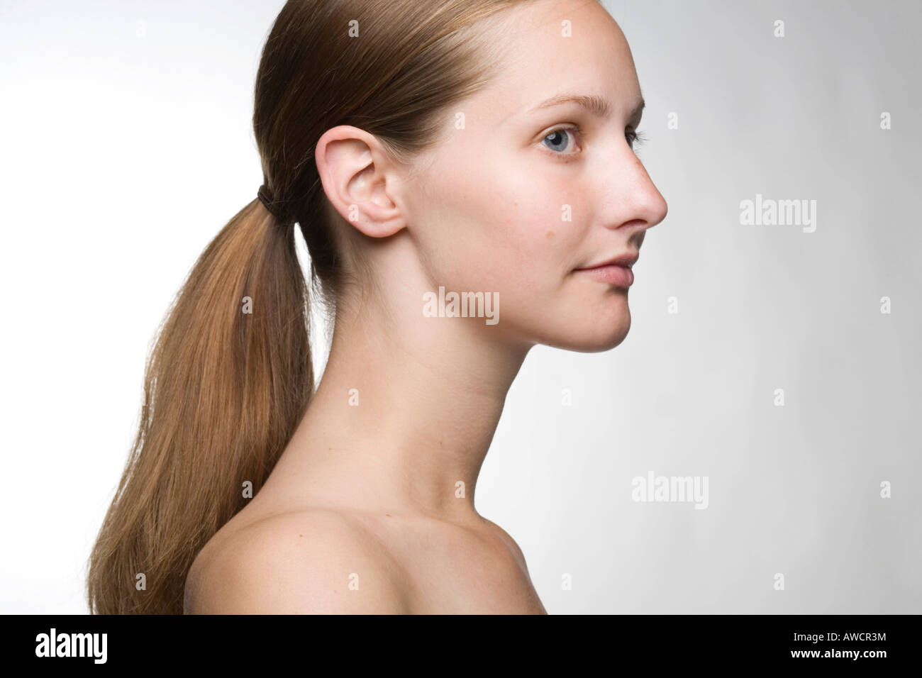 Ponytail Female Profile Head Shot High Resolution Stock Photography and ...