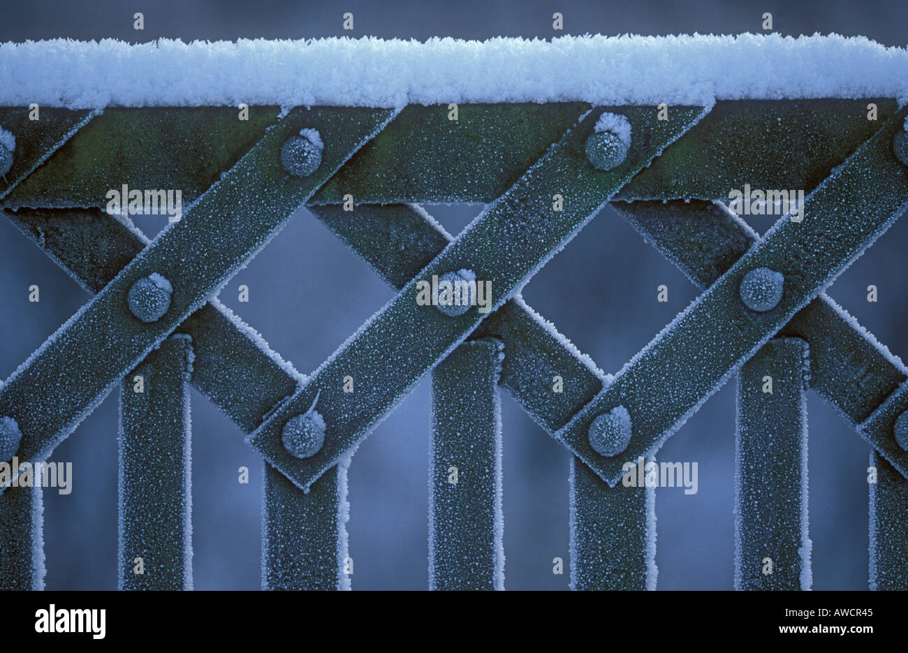 Snow and ice on railings Stock Photo - Alamy