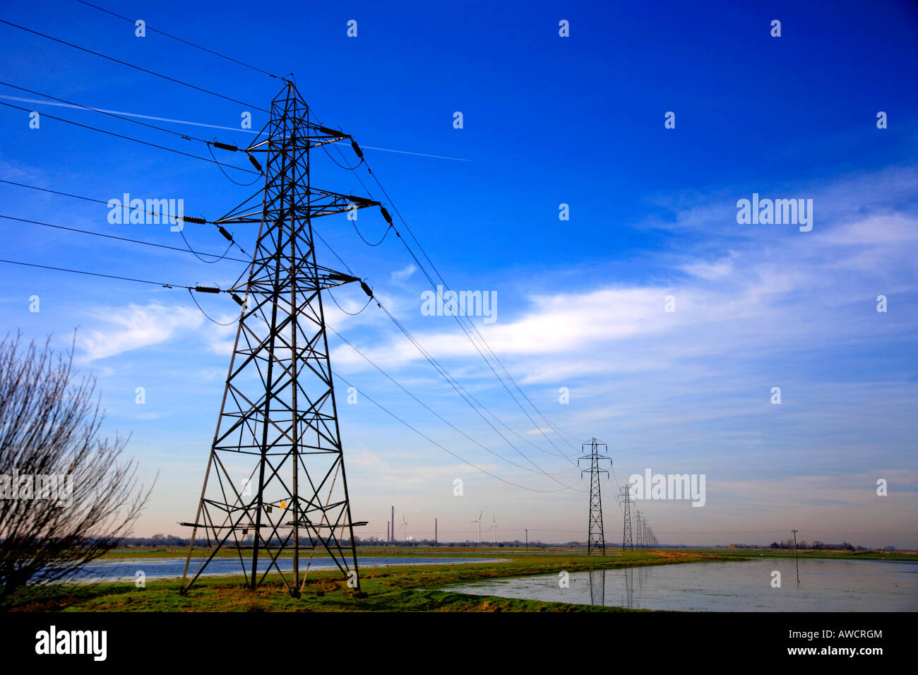 Electricity Distribution Pylons Cambridgeshire England Britain UK Stock ... Electricity Distribution Pylons Cambridgeshire England Britain UK Stock ...