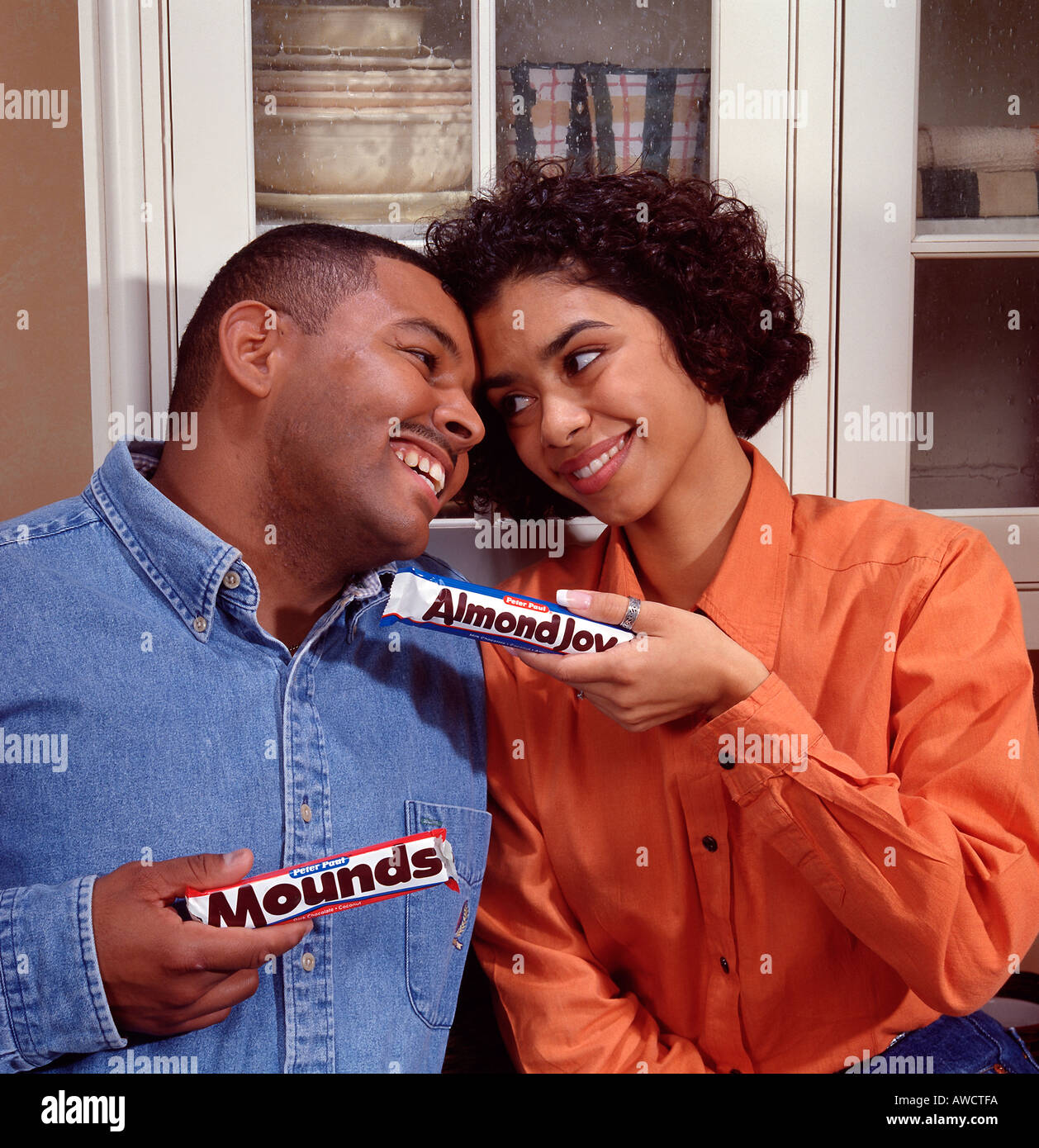 young afro african american couple share smile happiness good times ...