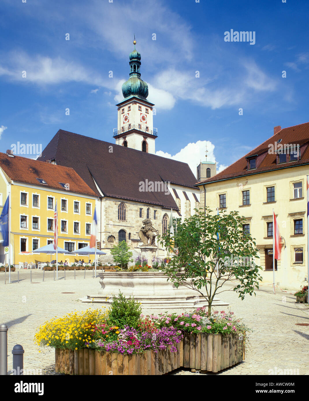 Sulzbach-Rosenberg Upper Palatinate Bavaria Germany town spare in front ...
