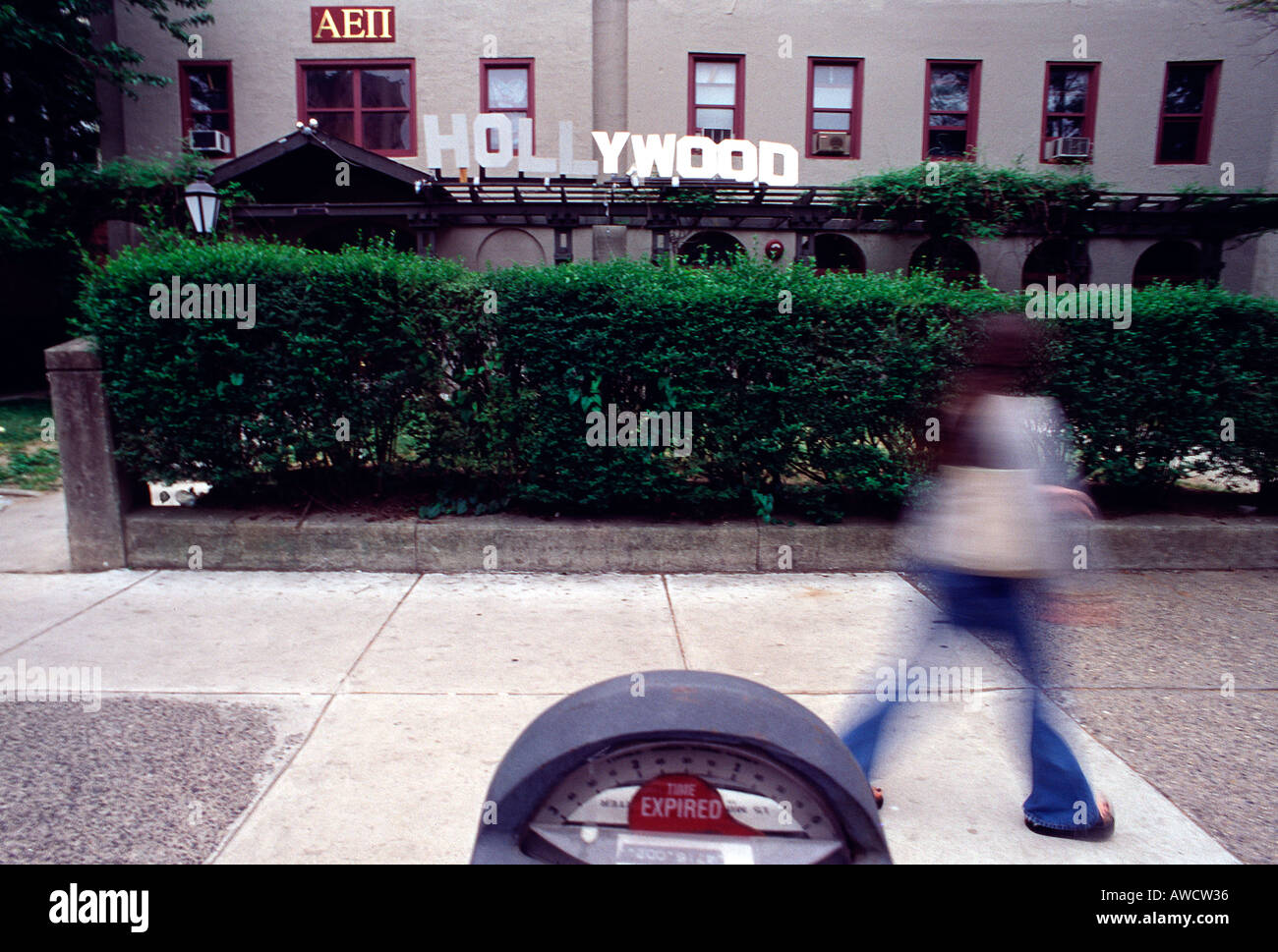 parking meter time expired indicator pedestrian motion streak blur ...