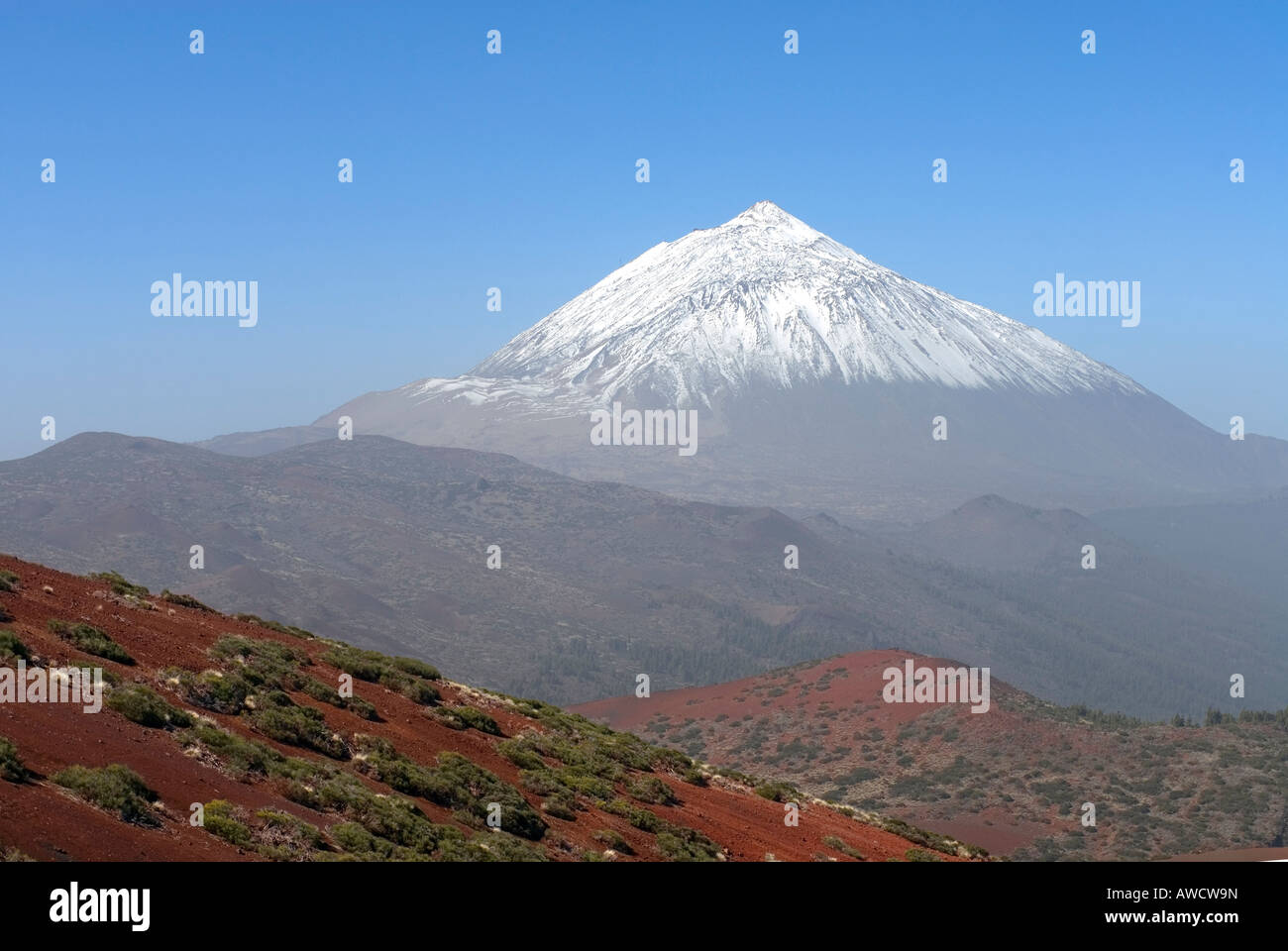 Spain Canary Islands Tenerife Mount Pico de Teide snow covered Stock ...