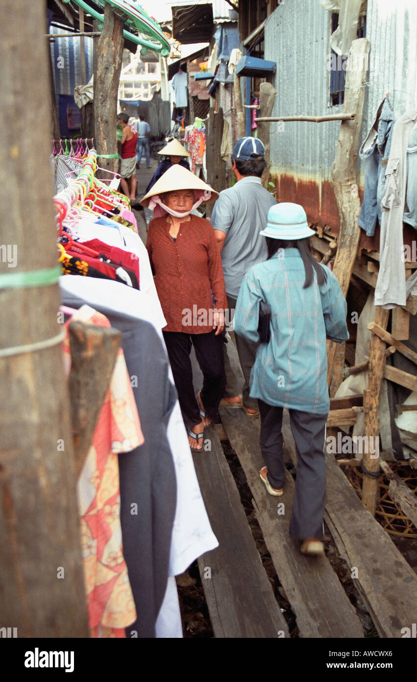 People Walking Between Stilt Houses Stock Photo - Alamy