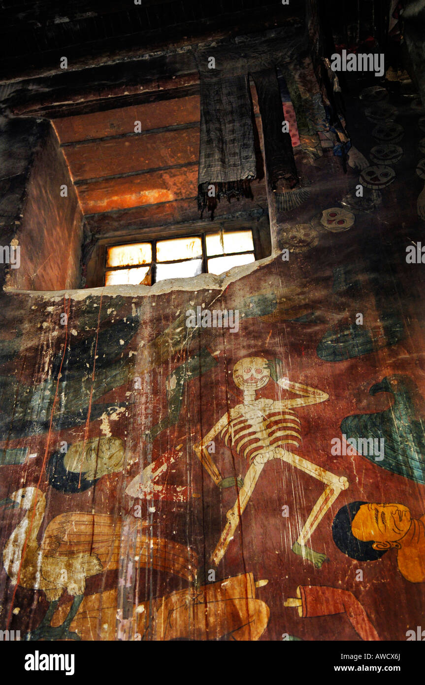 Window, murals, Palcho Monastery or Pelkor Chode Monastery or Shekar ...