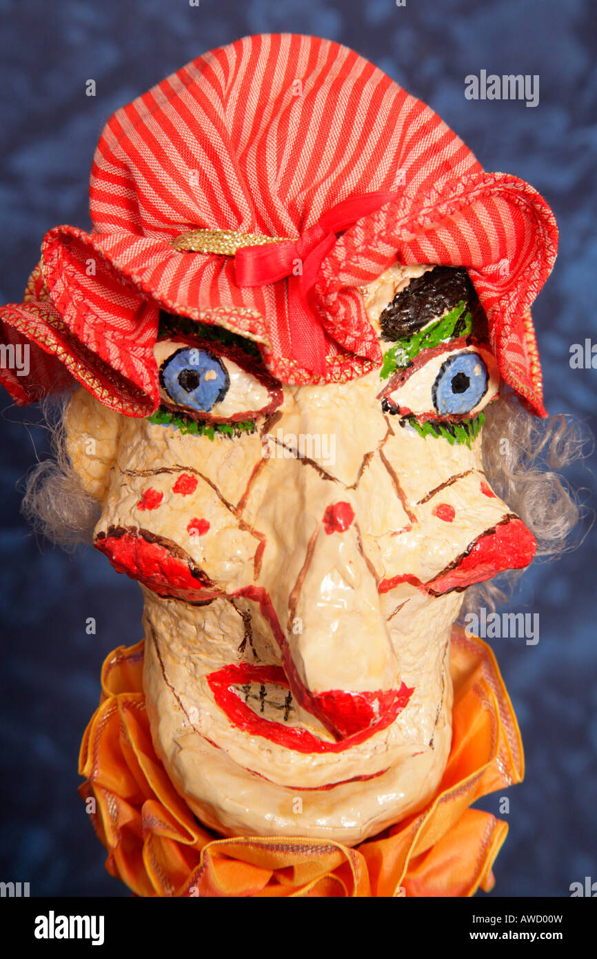 Close up of head of traditional Judy hand puppet, wife of Punch from ...