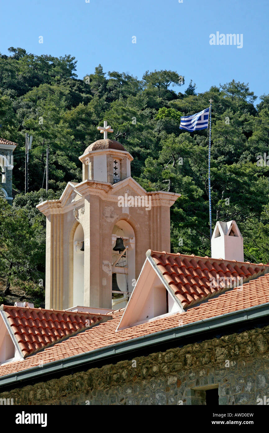 Clock tower, Kykkos Monastery, Troodos Mountains, Cyprus, Europe Stock ...
